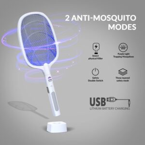 Himalayan Glow Electric Bug Zapper, Instant Fly Swatter Rechargeable Racket, Mosquito Repellent 3,000 Volt, USB Charging Fly Zapper for Indoor & Outdoor