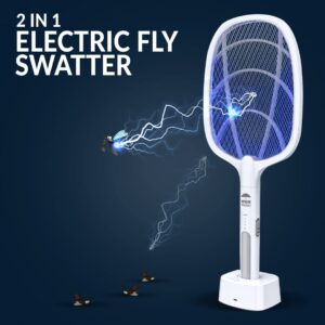 Himalayan Glow Electric Bug Zapper, Instant Fly Swatter Rechargeable Racket, Mosquito Repellent 3,000 Volt, USB Charging Fly Zapper for Indoor & Outdoor