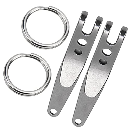 Keenso 2pcs Stainless Steel Suspension Clip, Suspension Pocket Clip for Hanging Knives EDC Pocket Clip for Outdoor Use