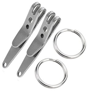 Keenso 2pcs Stainless Steel Suspension Clip, Suspension Pocket Clip for Hanging Knives EDC Pocket Clip for Outdoor Use