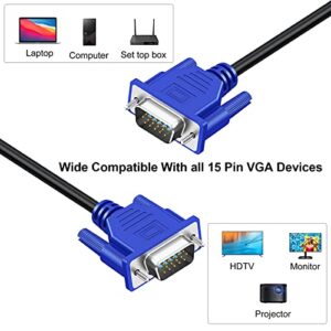 VGA to VGA Monitor Cable, 5FT VGA Cable 10-Pack, VGA Male to Male Cord 1080P Full HD High Resolution for Monitor TV Computer Projector-Blue