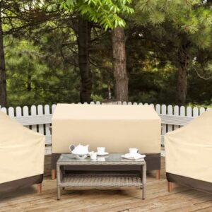 Yipincover Patio Chair Covers Waterproof 2Pack,Heavy Outdoor Furniture Covers,Thick Deep Seat Lounge Covers 600D Oxford Cloth(Beige & Brown,31" W×38" D×29" H)-1Year Warranty