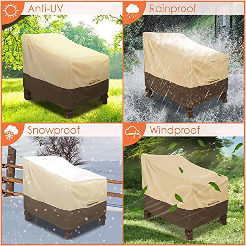 Yipincover Patio Chair Covers Waterproof 2Pack,Heavy Outdoor Furniture Covers,Thick Deep Seat Lounge Covers 600D Oxford Cloth(Beige & Brown,31" W×38" D×29" H)-1Year Warranty