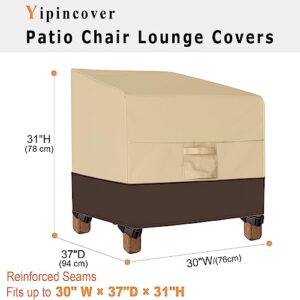 Yipincover Patio Chair Covers Waterproof 2Pack,Heavy Outdoor Furniture Covers,Thick Deep Seat Lounge Covers 600D Oxford Cloth(Beige & Brown,31" W×38" D×29" H)-1Year Warranty