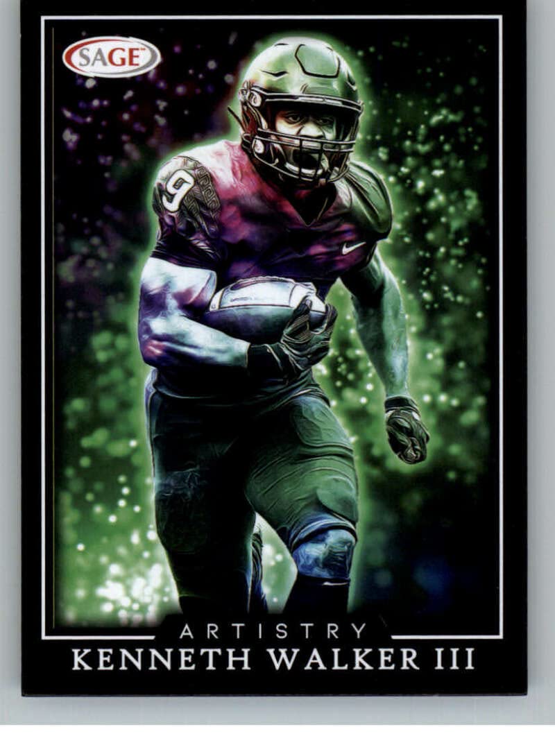 2022 Sage High Series Artistry #ART-KWIII Kenneth Walker III Michigan State Pre NFL Football Trading Card in Raw (NM or Better) Condition