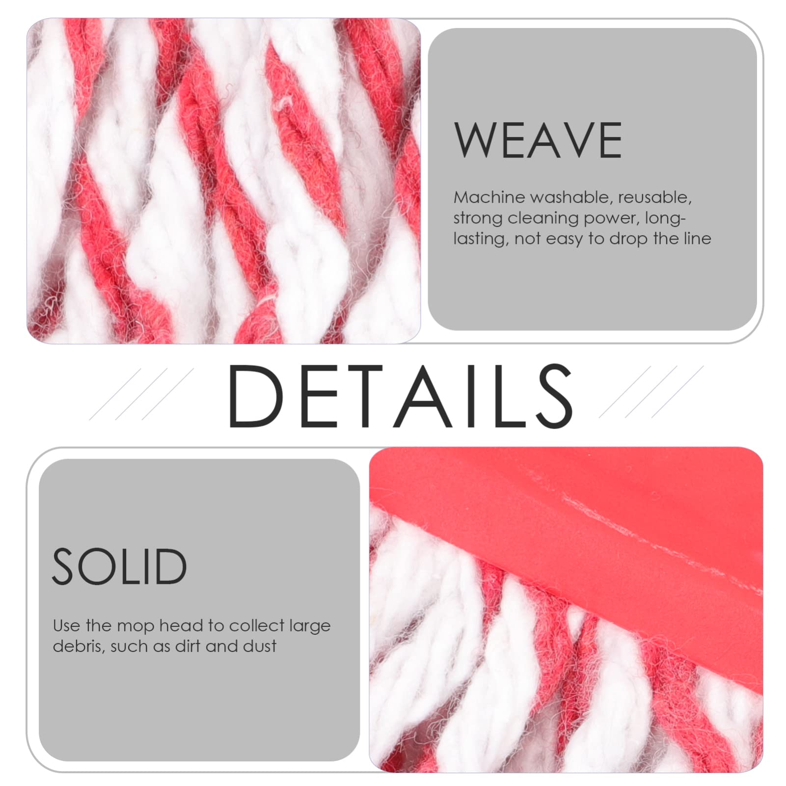 Zerodeko Wet Mop Replacement Heads Clean Mop Head Household Mop Head Mop Scrubbing Pad Fregonas De Limpieza para Pisos Floor Mop Heads Pen Mandrel Rope Mop Head Cloth Sponge Lip Gloss