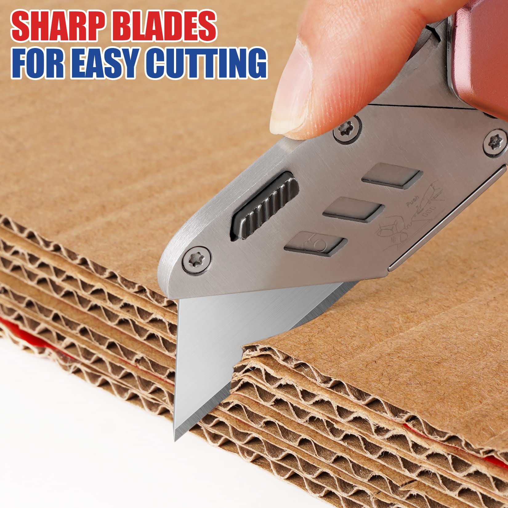 DIYSELF 50 Pack Utility Knife Blades, SK5 Steel Box Cutter Blades with Dispenser, Standard Blades for Box Cutter Utility Knife Replacement, Sharper Utility Blades, Refills