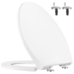 ke king toilet seat, premium elongated toilet seat with oval cover, easy installation & quick release toilet seats, soft close toilet seat with stable hinge, easy cleaning- white