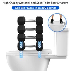 KE KING Toilet Seat, Premium Elongated Toilet Seat with Oval Cover, Easy Installation & Quick Release Toilet Seats, Soft Close Toilet Seat with Stable Hinge, Easy Cleaning- White