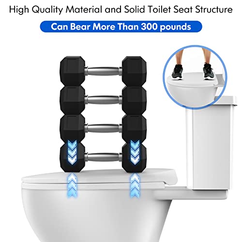 KE KING Toilet Seat, Premium Elongated Toilet Seat with Oval Cover, Easy Installation & Quick Release Toilet Seats, Soft Close Toilet Seat with Stable Hinge, Easy Cleaning- White