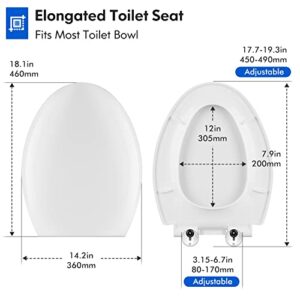 KE KING Toilet Seat, Premium Elongated Toilet Seat with Oval Cover, Easy Installation & Quick Release Toilet Seats, Soft Close Toilet Seat with Stable Hinge, Easy Cleaning- White