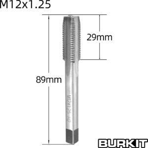 Burkit M12 X 1.25 Tap and Die Set Right Hand, M12 x 1.25 Machine Thread Tap and Round Die