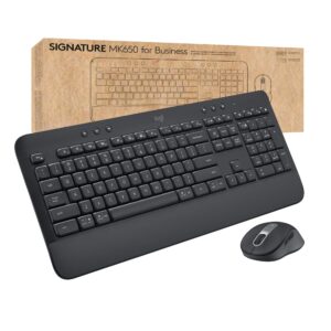 logitech signature mk650 combo for business, wireless mouse and keyboard, logi bolt, bluetooth, smartwheel, globally certified, windows/mac/chrome/linux - graphite