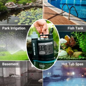 DEKOPRO Submersible Water Pump 1/3 HP 2450GPH Utility Pump Thermoplastic Electric Portable Transfer Water Pump with 10-Foot Cord for Pool Tub Garden Pond Draining