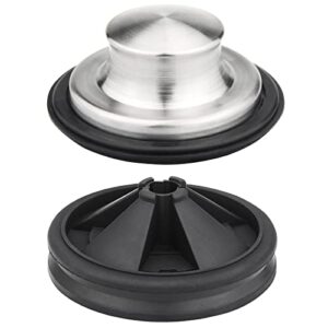 garbage disposal stopper with splash guard, for insinkerator kitchen sink drain plug brushed stainless steel with 3 3/8" epdm splash guard set ullnosoo