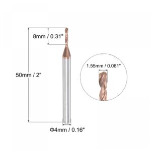 uxcell Twist Drill Bit, 1.55mm Diameter 4mm Shank Titanium Coated Tungsten Carbide Short Length Drill Bit Straight Shank for Stainless Steel Alloy Steel 2pcs