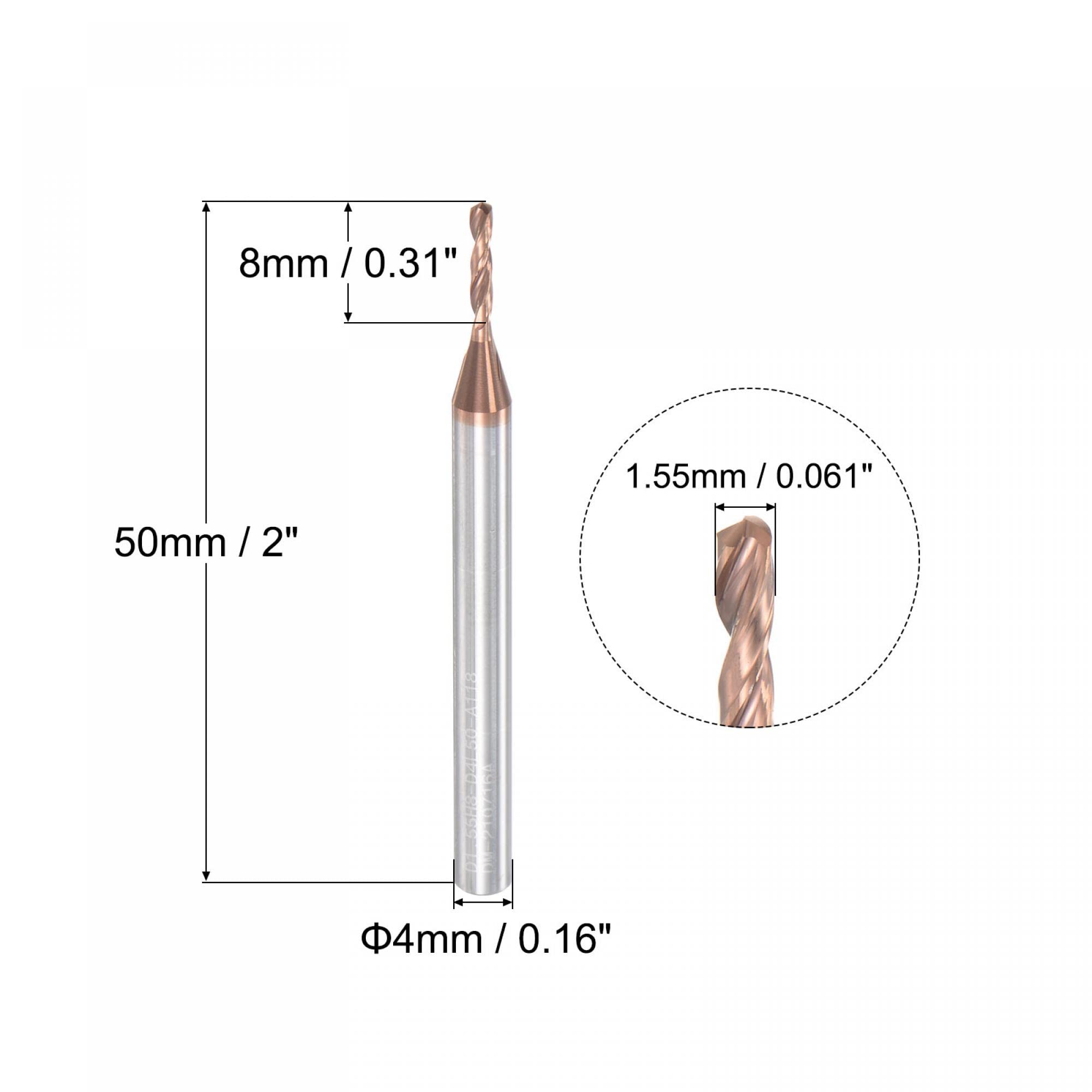 uxcell Twist Drill Bit, 1.55mm Diameter 4mm Shank Titanium Coated Tungsten Carbide Short Length Drill Bit Straight Shank for Stainless Steel Alloy Steel 2pcs