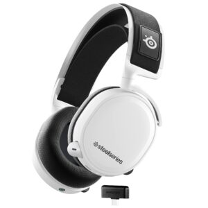 steelseries arctis 7+ wireless gaming headset – lossless 2.4 ghz – 30 hour battery life – usb-c – 7.1 surround – for pc, ps5, ps4, mac, android and switch – white