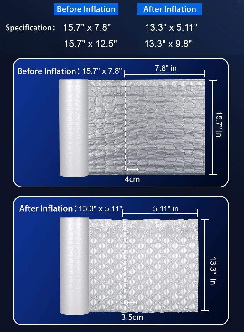 SOLTECH Inflatable Air Bubble Film Cushioning Wrap Rolls,Perforated, Easy to Tear,Large Air Bubble, 15.7 Inchx984 Feet Total, Industrial, Business Bubblewrap Supply (Perforated Line 12.5" in)