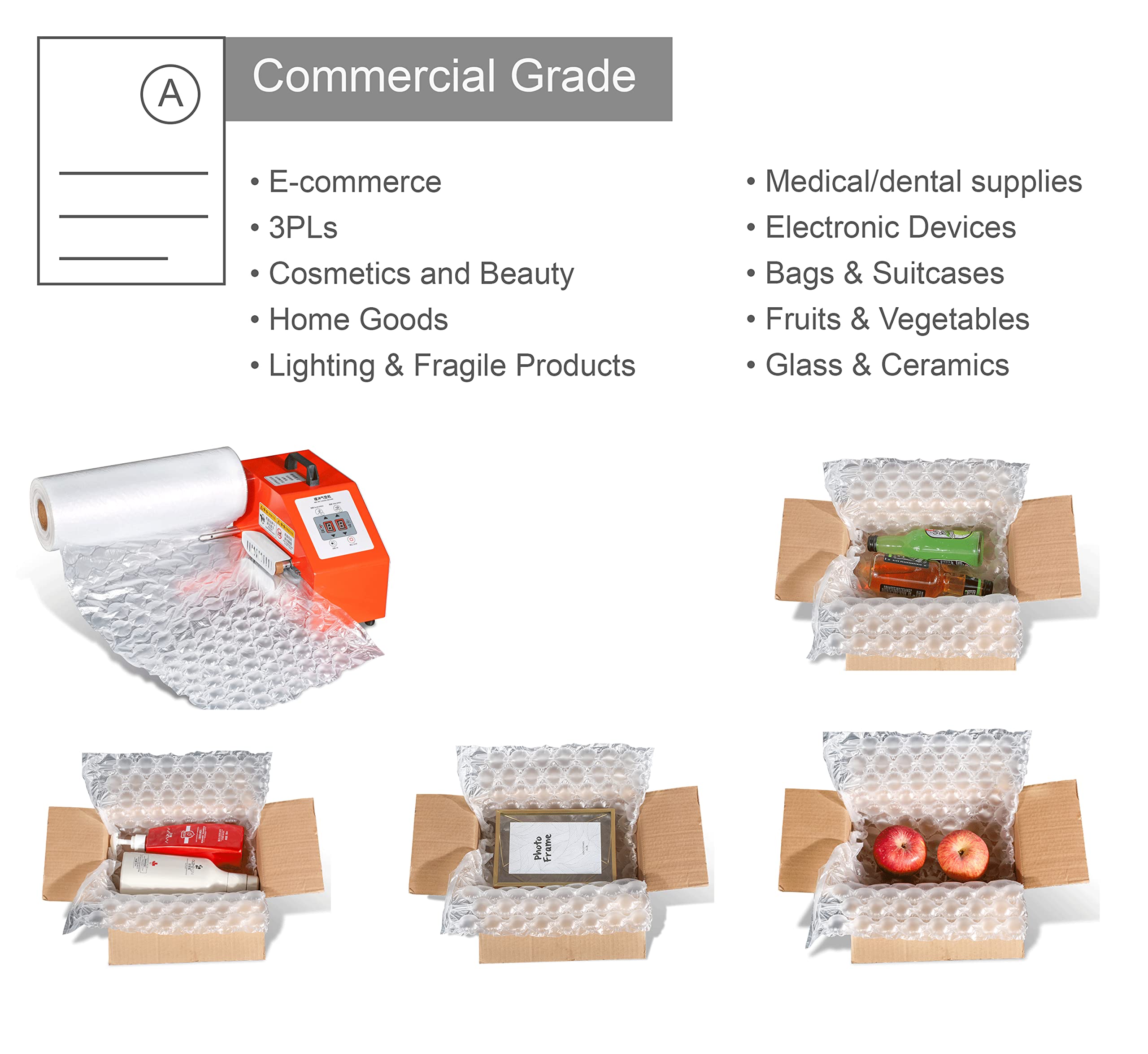 SOLTECH Inflatable Air Bubble Film Cushioning Wrap Rolls,Perforated, Easy to Tear,Large Air Bubble, 15.7 Inchx984 Feet Total, Industrial, Business Bubblewrap Supply (Perforated Line 12.5" in)