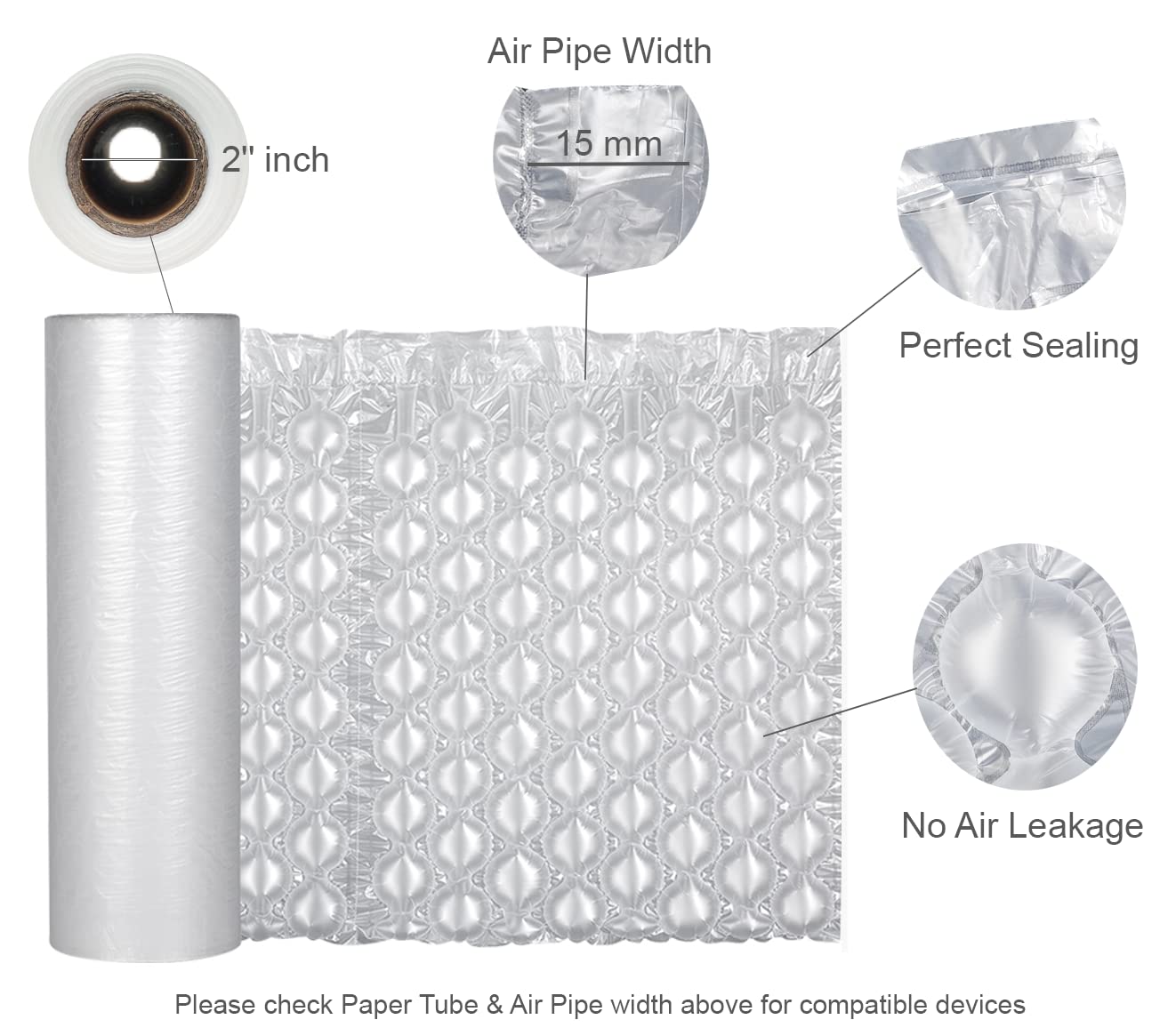 SOLTECH Inflatable Air Bubble Film Cushioning Wrap Rolls,Perforated, Easy to Tear,Large Air Bubble, 15.7 Inchx984 Feet Total, Industrial, Business Bubblewrap Supply (Perforated Line 12.5" in)