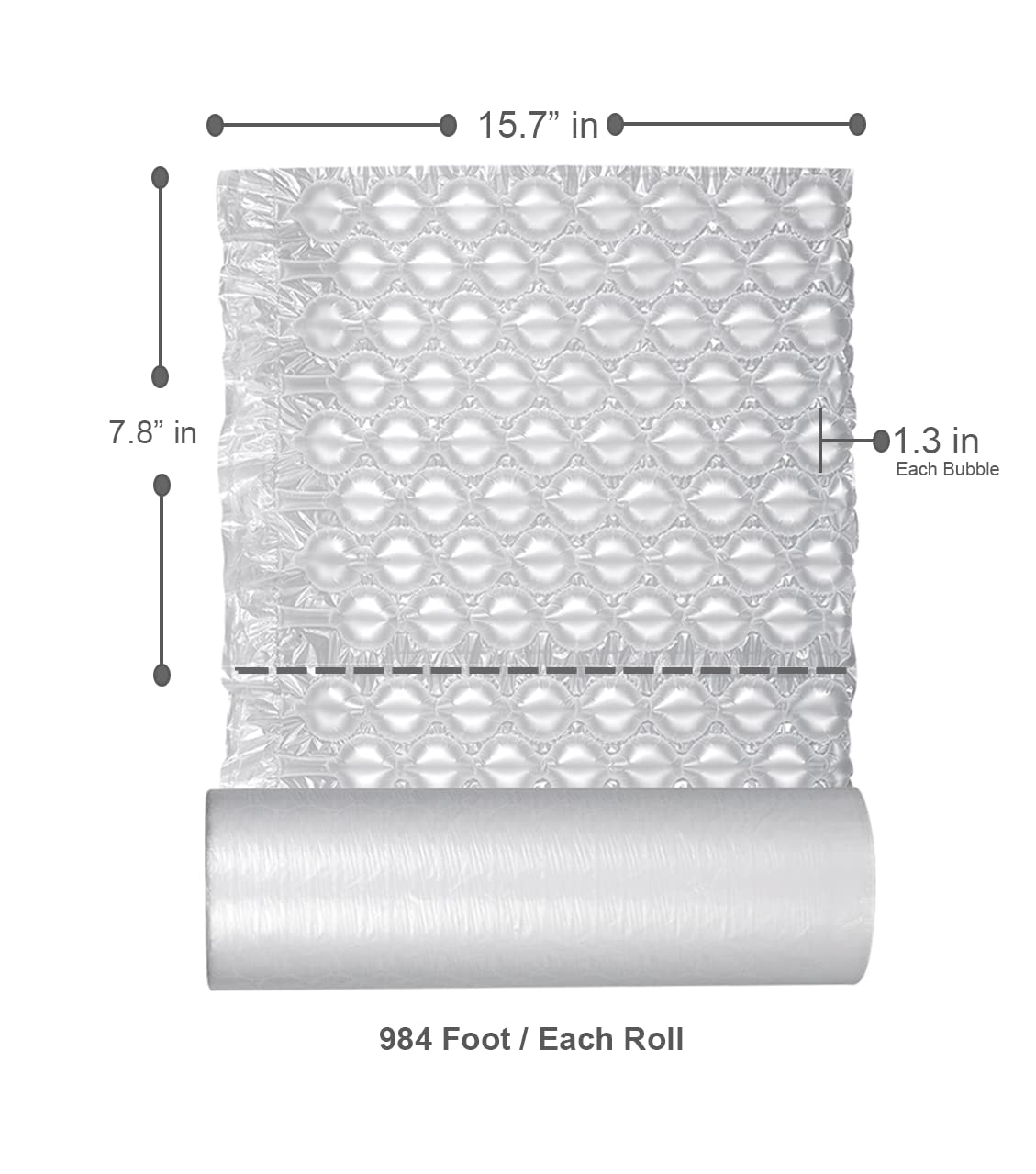 SOLTECH Inflatable Air Bubble Film Cushioning Wrap Rolls,Perforated, Easy to Tear,Large Air Bubble, 15.7 Inchx984 Feet Total, Industrial, Business Bubblewrap Supply (Perforated Line 12.5" in)