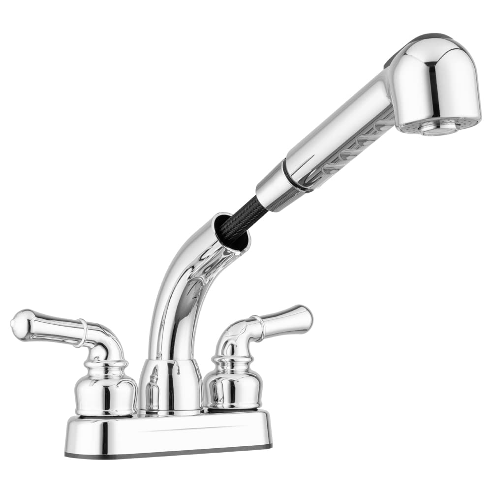 Pacific Bay - Lynden Pull-Out Utility Laundry Sink Faucet - Residential Grade Sink Faucet for Indoor/Outdoor Use - Metallic Chrome Plating Over ABS Plastic – Latest Model