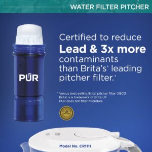 PUR Plus Water Pitcher Filtration System with 6 Months of Filters, 11 Cup, CR1111WLCR