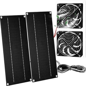 solar panel fan kit 10w 12v solar powered dual fan waterproof solar exhaust fan outdoor portable solar ventilation fan solar attic fan with cable for chicken coop greenhouse shed pet houses window