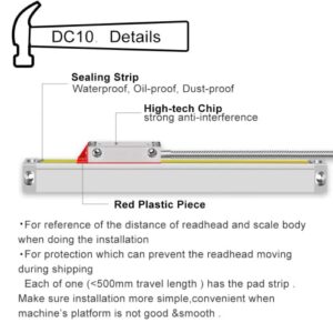 Baykunl 3 Pcs Linear Glass Scale DRO for Milling Machine 170-1020mm and 3 Axis DRO Digital Readout Display Counter