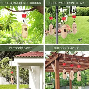 Wooden Hummingbird House Feeder with Rust Resistant Hooks,2024 New Garden Swing Nesting Kits for Outside Hanging Bird Finch Houses Home Decoration with Brush Nylon Lanyard