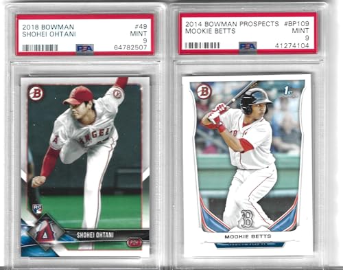 MINT SHOHEI OHTANI & MOOKIE BETTS 2 CARD ROOKIE LOT BOWMAN GRADED PSA MINT 9 DODGERS TEAM-MATES MVP SUPERSTAR PLAYERS