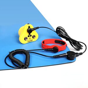 4 in 1, KooMall Ground Kit- Anti Static Wrist Strap, ESD Plug, Screw Stud & 10ft Grounding Cord with 2 Banana Jacks for Antistatic Bench Table Floor Mat, Ground by Outlet Socket Silicone Wristband