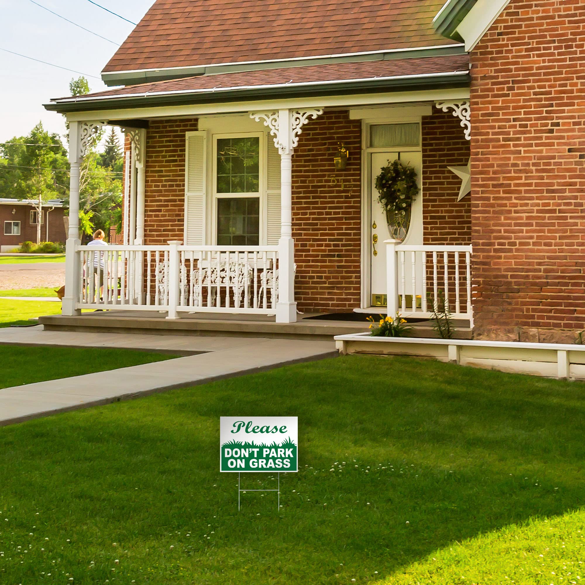 2 PC No Parking on Grass Sign - 8x12 Coroplast Double Sided Keep Off Grass Sign - Please No Parking Signs - Stay Off Grass Signs for Yard