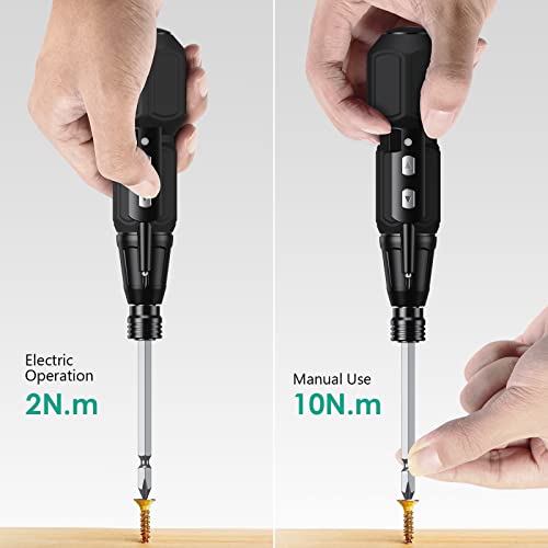 ORIA Electric Screwdriver Cordless, 13 in 1 Rechargeable Electric Screwdriver Set with 10 Bits and 1/4 inch Bit Holder, Power Repair Tool Kit with LED Lights, Charging Cable, for Phones,Toys, PC