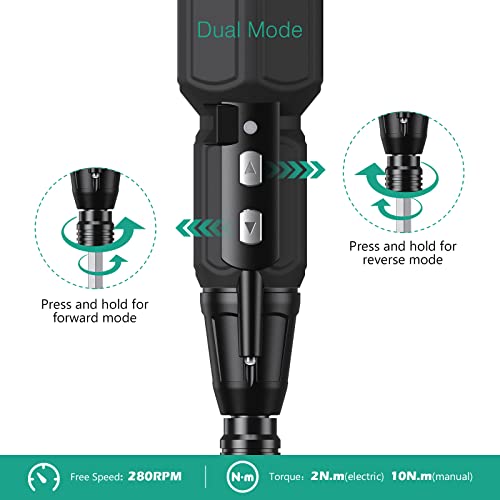 ORIA Electric Screwdriver Cordless, 13 in 1 Rechargeable Electric Screwdriver Set with 10 Bits and 1/4 inch Bit Holder, Power Repair Tool Kit with LED Lights, Charging Cable, for Phones,Toys, PC