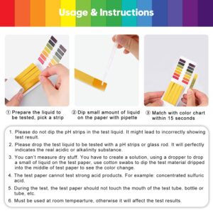 pH Test Strips, 480 Strips Full Range 1-14 Universal pH Test Litmus Paper pH Soap Making Testing Strips for Water Wine Saliva Urine Soil, 6 Pack pH Strips and 6 Test Pipette Droppers with Storage Case