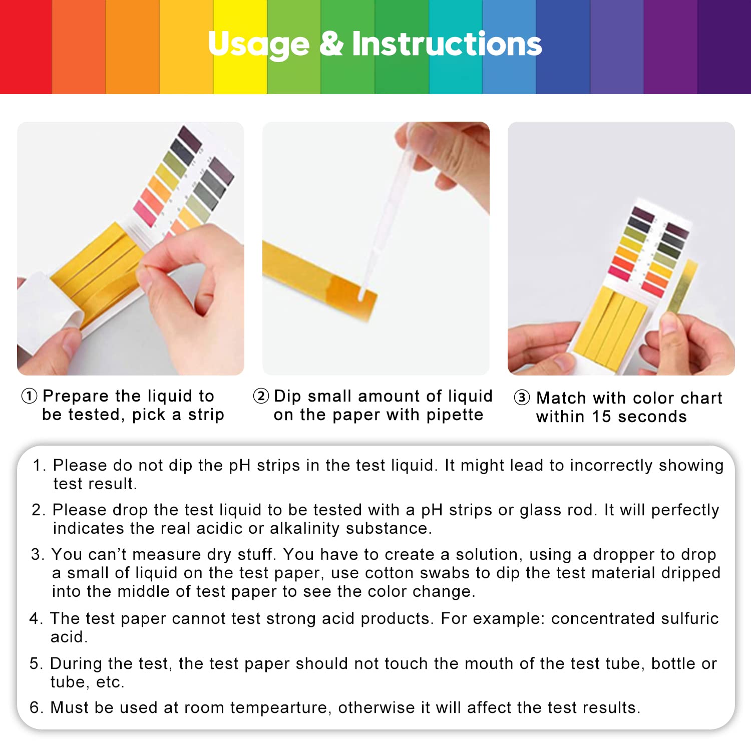 pH Test Strips, 480 Strips Full Range 1-14 Universal pH Test Litmus Paper pH Soap Making Testing Strips for Water Wine Saliva Urine Soil, 6 Pack pH Strips and 6 Test Pipette Droppers with Storage Case