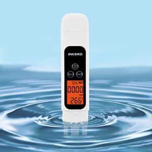 inkbird water tds meter 3 in 1 digital water quality tester (tds, ec & temp), data lock function, instant reading with high accuracy, for drinking water, aquariums, swimming pool, hydroponic setups