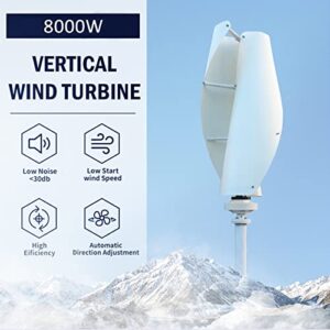 8000W Spiral Wind Power Turbine Generator, 3 Phase 12V 24V 48V Vertical Axis Coreless Wind Power for Home Industrial Energy,12V