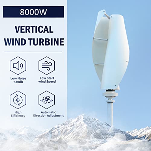 8000W Spiral Wind Power Turbine Generator, 3 Phase 12V 24V 48V Vertical Axis Coreless Wind Power for Home Industrial Energy,12V