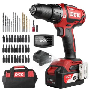 dck brushless hammer drill, 20v max hammer drill cordless, 531in-lb,36000 bpm,1/2" all-metal chuck, variable speeds, 22+1+1 torque setting, 4.0ah battery, drill kit for concrete, metal, wood kdjz05-13