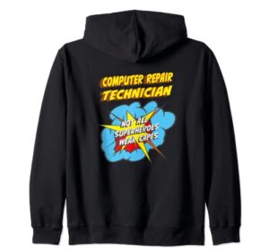 computer repair technician funny superhero job zip hoodie