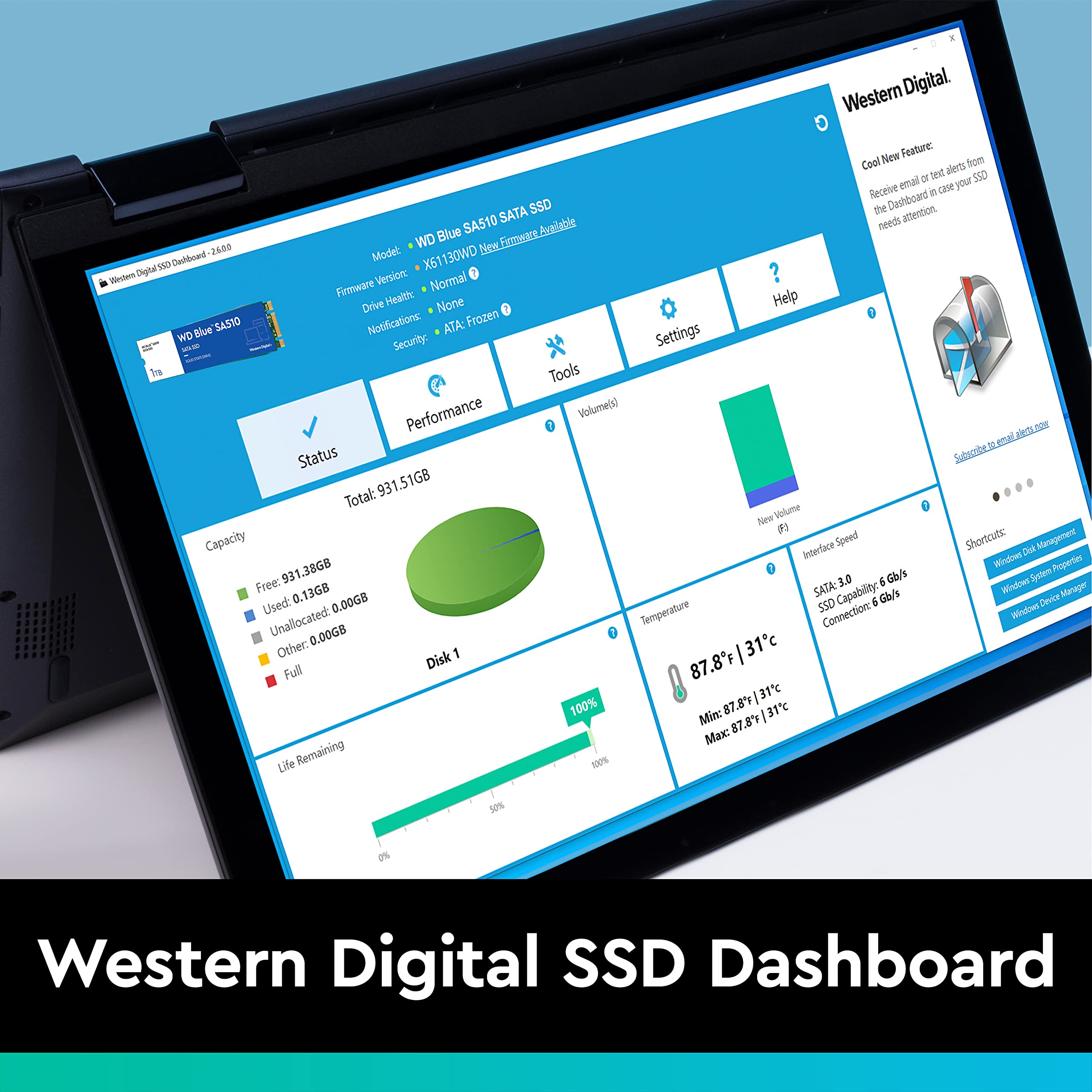 Western Digital 500GB WD Blue SA510 SATA Internal Solid State Drive SSD - SATA III 6 Gb/s, M.2 2280, Up to 560 MB/s - WDS500G3B0B