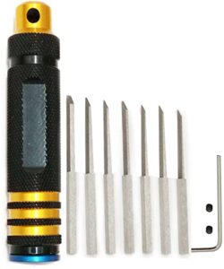 vicrazze model panel line scriber resin carved scribe line hobby cutting tool model chisel with 7 blades 0.1/0.2/0.4/0.6/0.8/1.0/2.0mm for carving cutting