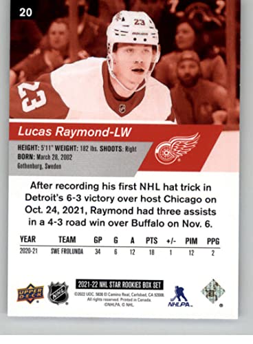 2021-22 Upper Deck NHL Star Rookies Box Set #20 Lucas Raymond Detroit Red Wings Hockey NM-MT