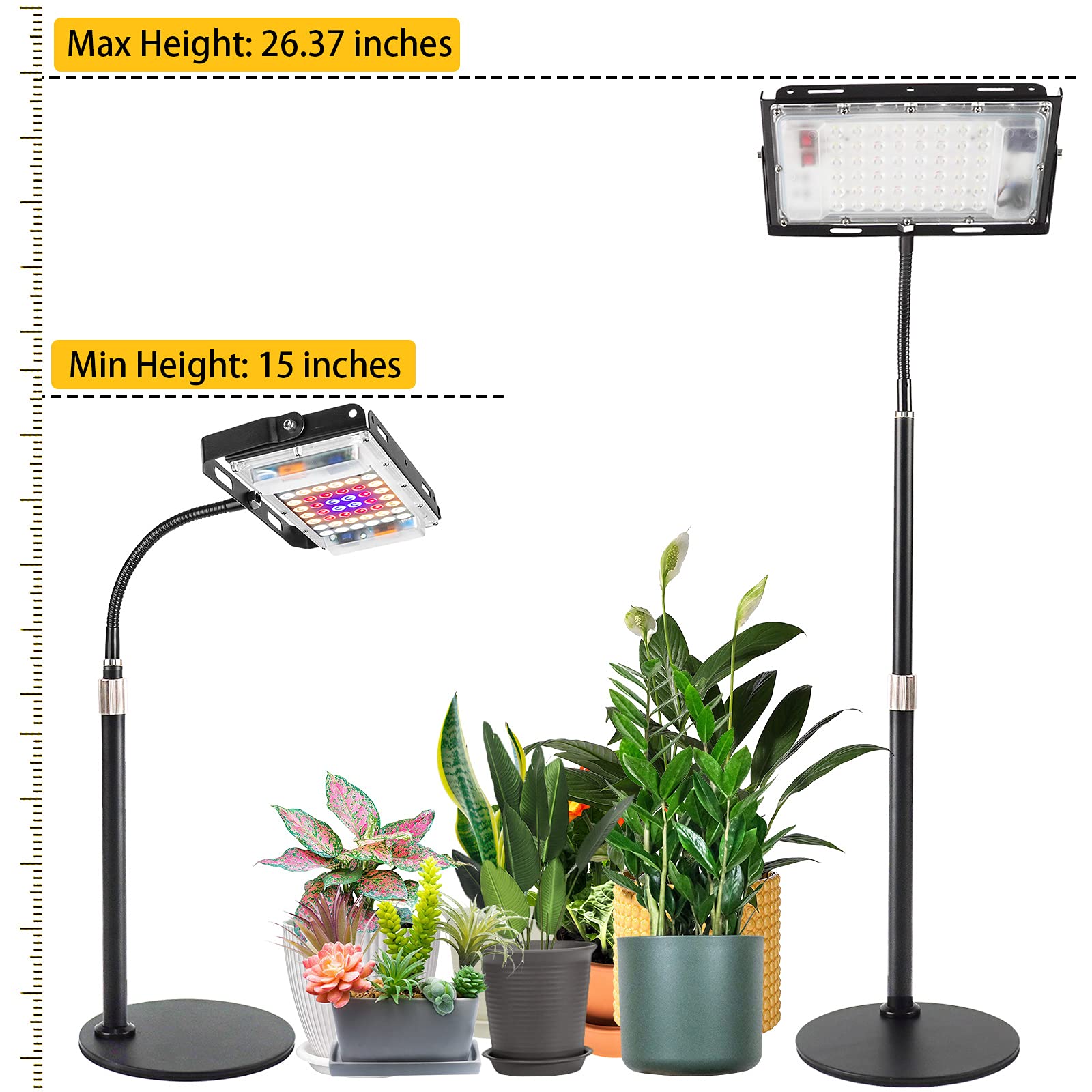 LBW Grow Light for Indoor Plants, Full Spectrum Desk LED Plant Light, Small Grow Lamp with 4H/8H/12H Timer, 6-Level Brightness, Height Adjustable, Flexible Gooseneck, Ideal for Indoor Growth