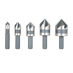 kimllier 5pcs countersink drill bit set 82 degree high speed steel countersinks drill bit set with 1/4 inch round shank