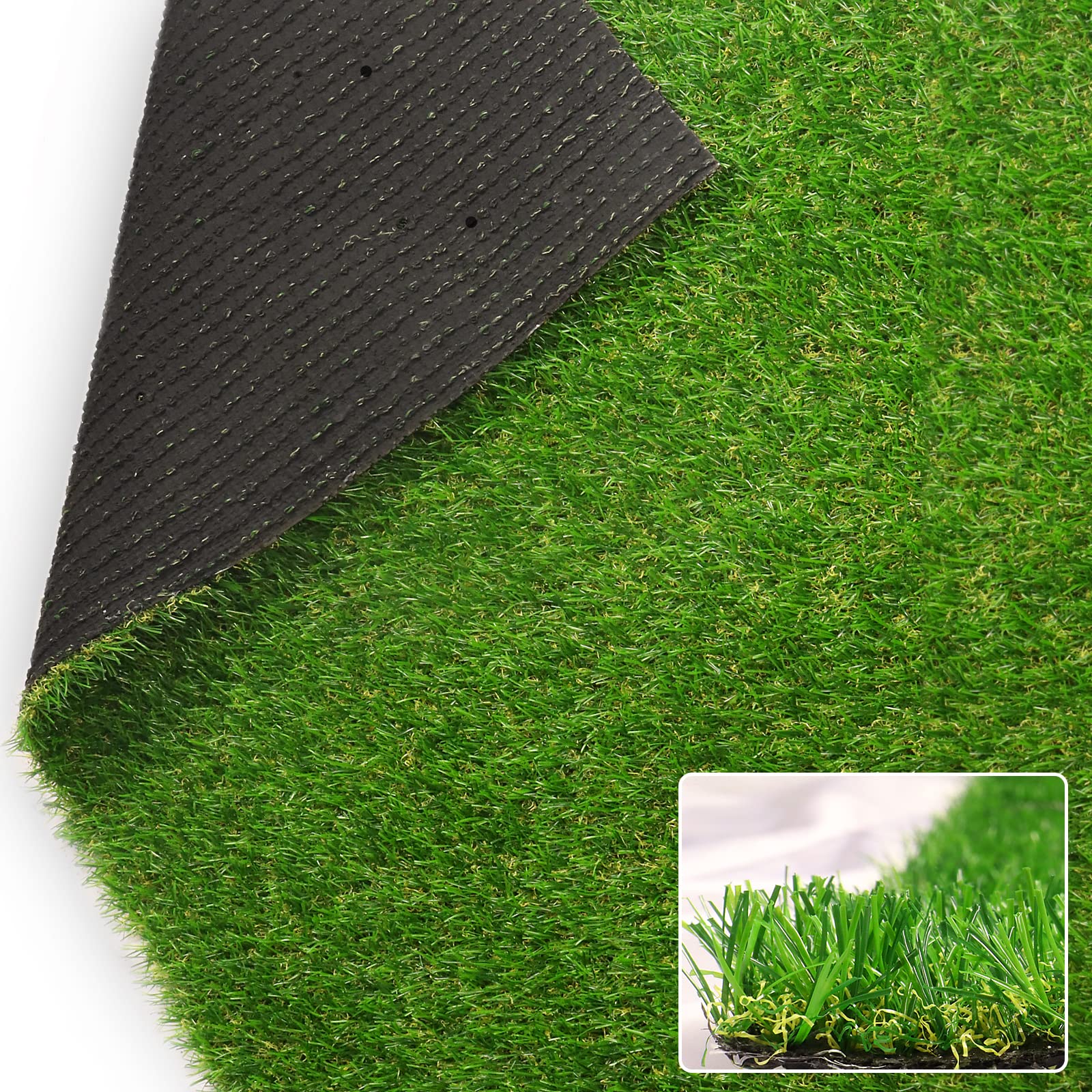 Weidear 0.8 inch Artificial Grass, 4ft 11in x 8 ft Realistic Turf, Indoor Outdoor Artificial Synthetic Grass Rug, Fake Grass Carpet Patio Mat for Dogs Pets/Garden Lawn Landscape, Customized