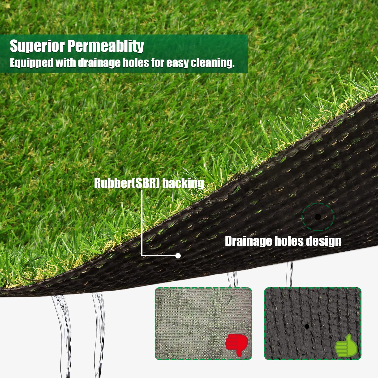 Weidear 0.8 inch Artificial Grass, 4ft 11in x 8 ft Realistic Turf, Indoor Outdoor Artificial Synthetic Grass Rug, Fake Grass Carpet Patio Mat for Dogs Pets/Garden Lawn Landscape, Customized